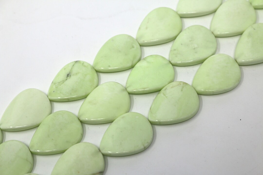 Apple Green Gaspeite Teardrop Bead Strand (16 Inches Long) - Etsy