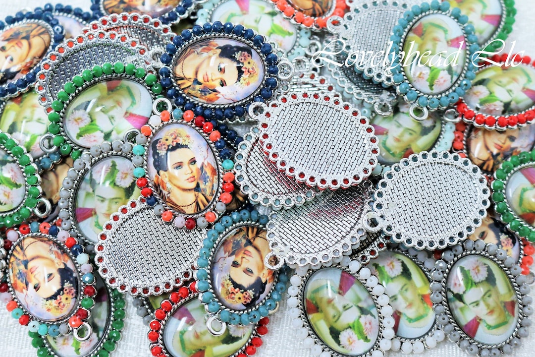 33x26mm Frida Kahlo Crystal With Lead Free Pewter Bezel Pendant ...