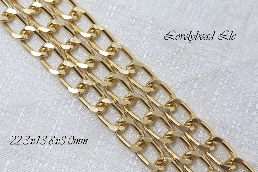 22.3x13.8x3.0mm Aluminum Gold Smooth Twisted Cable Chain by the Foot ...