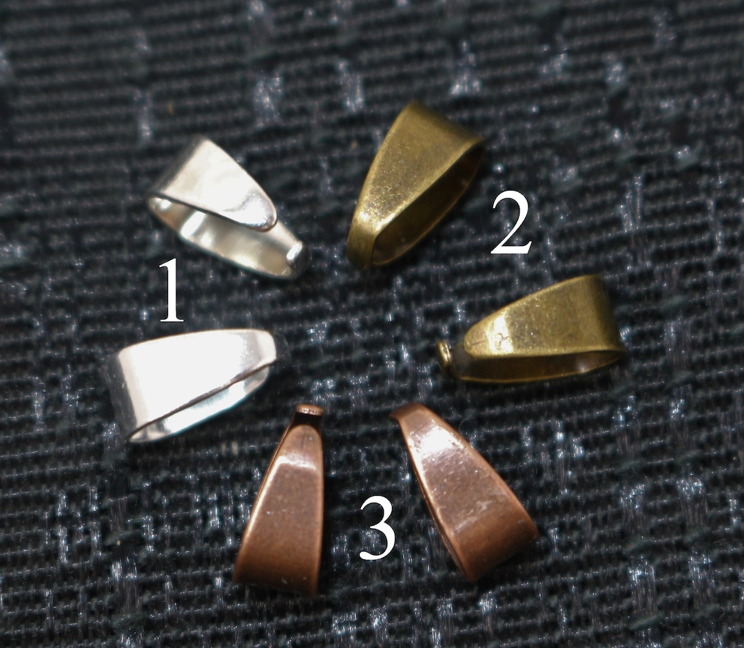 8mm Pinch Bail Snap on Bail, Brass Plated Bail for Pendants, Pendant ...