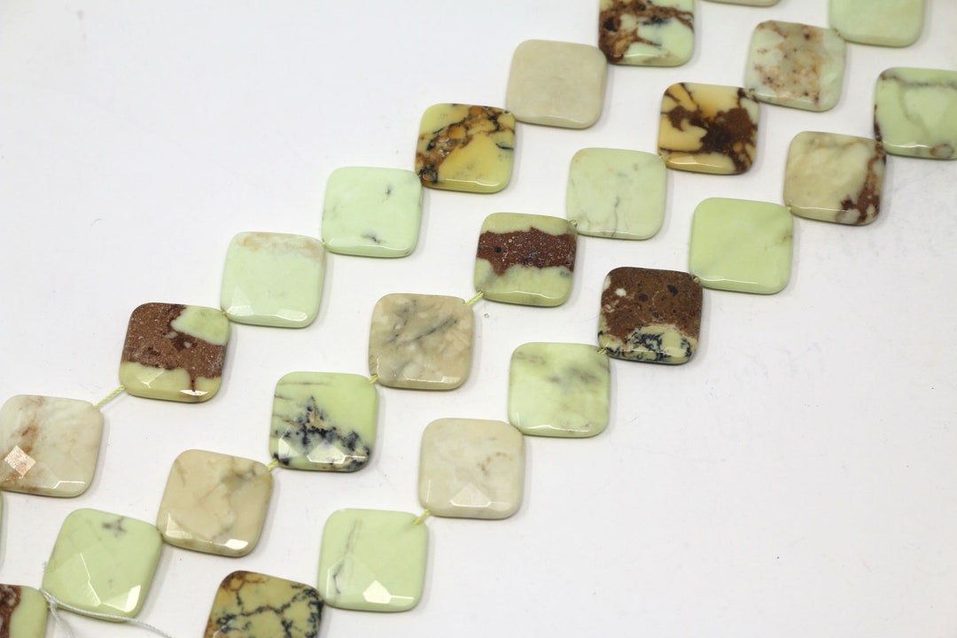 Apple Green Gaspeite Square Beads Strand (16 Inches Long) - Etsy