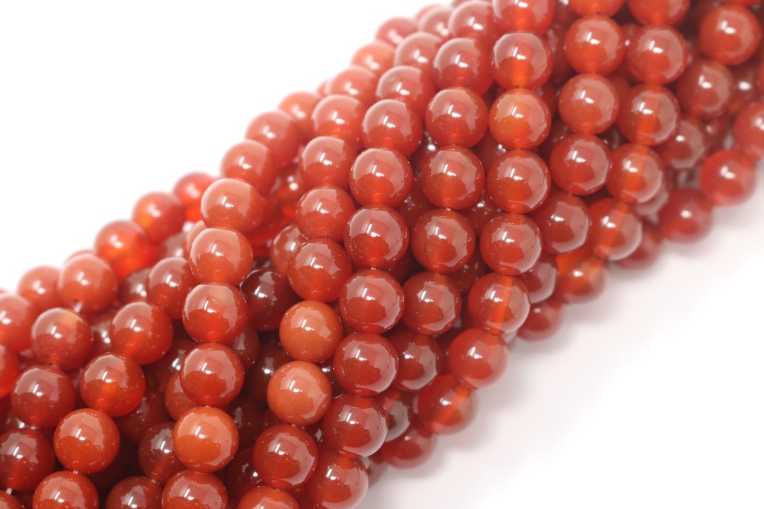 Gorgeous Smooth Round Red Carnelian Strand 15.5 Inches Long (4mm,6mm ...