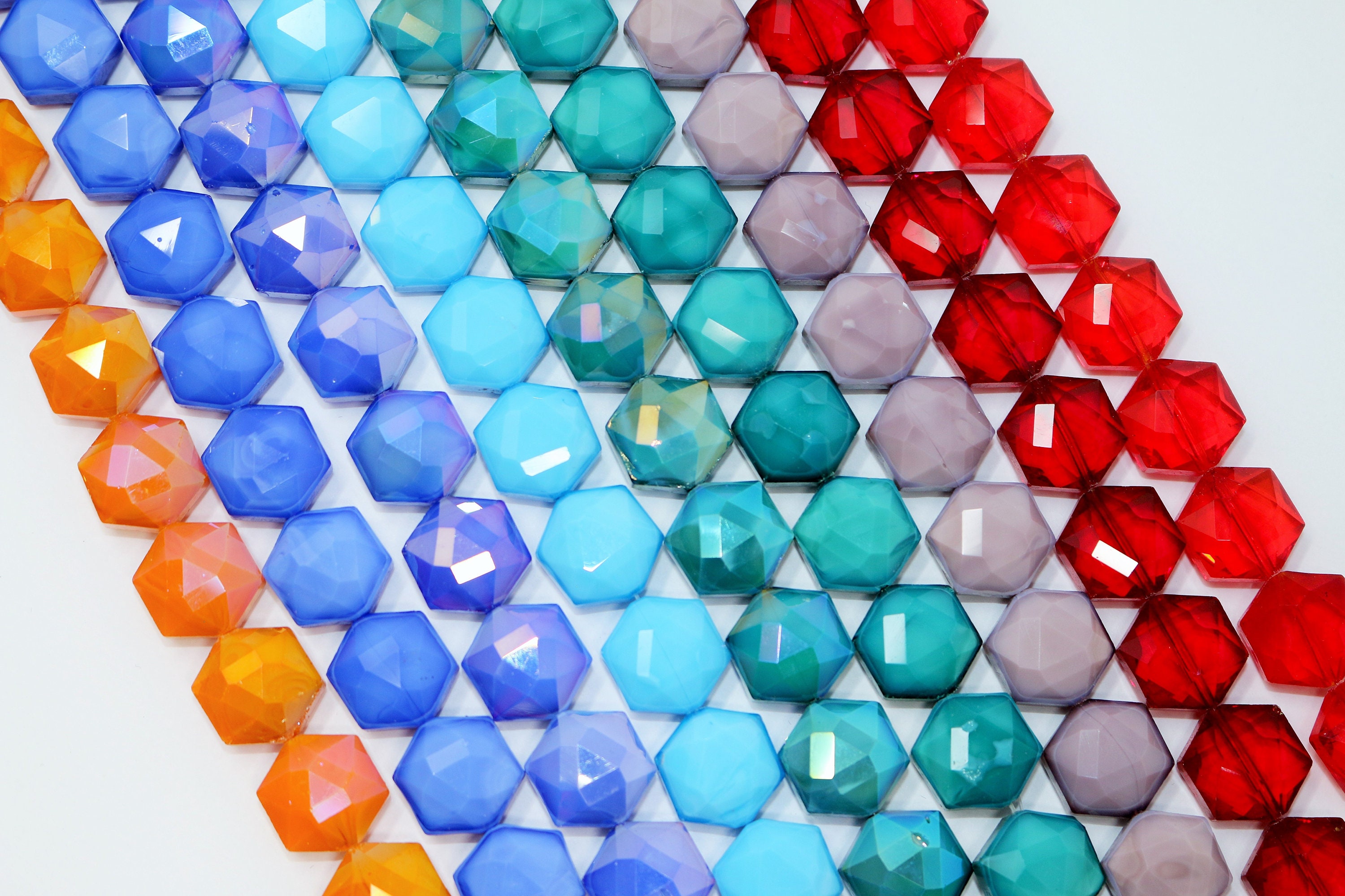 14mm Faceted Hexagon Crystal Bead Strand - Etsy