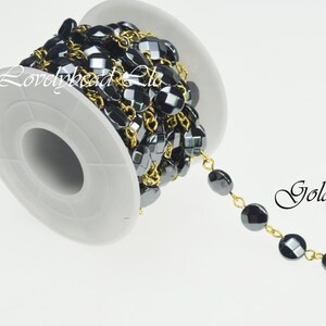 8mm Faceted Gunmetal Hematite Coin Rosary Chain Roll (9.84 Feet's in ...