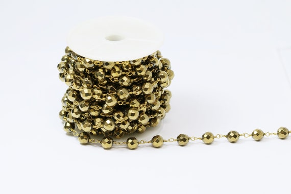 Findings Chains Rosary Style Chain Pyrite Chain by the foot Faceted ...