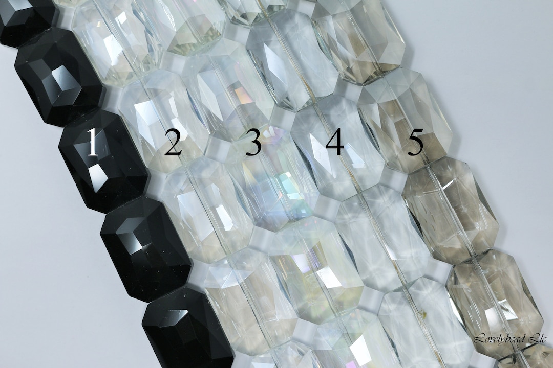 24x33mm Faceted Rectangular Crystal Bead Strand, Rectangle Crystal ...