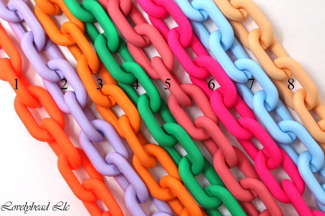2 Meter Colored Enamel Cable Chunky Acrylic Link Chain (19x31mm) (F864 ...