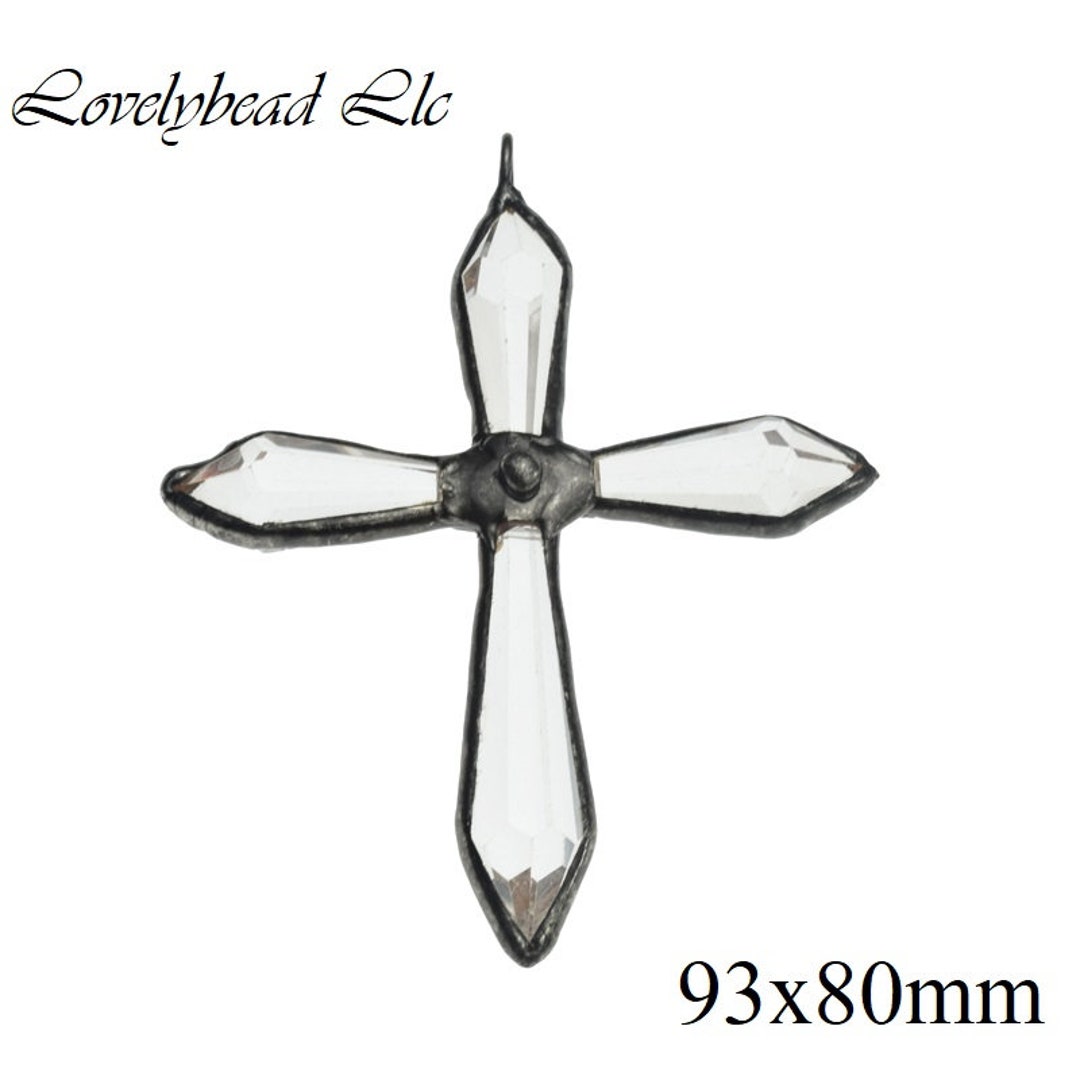 93x80mm Clear Crystal Cross Wrapped in Antique Silver Pendant - Etsy