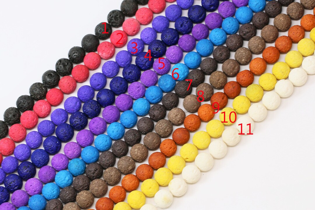 10mm Multicolor Natural Round Lava Rock Beads - Color Colored Lava ...