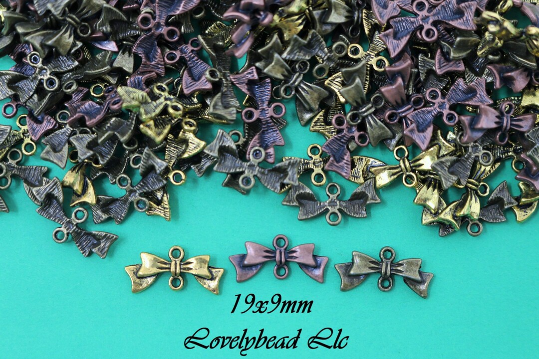 19x9mm Lead Free Pewter Bow Connector (F13545), Christmas Bow Connector ...