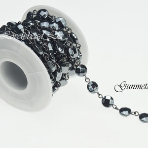 8mm Faceted Gunmetal Hematite Coin Rosary Chain Roll (9.84 Feet's in ...