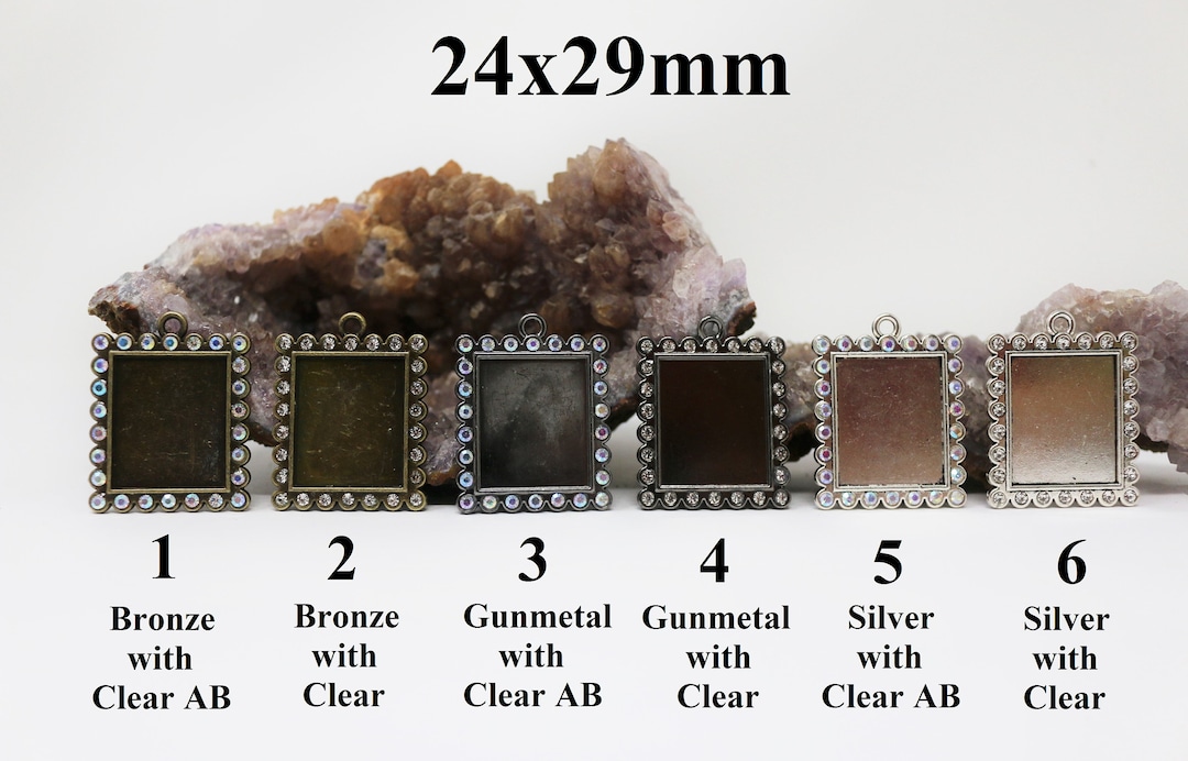 24x29mm Rectangle Rhinestone Bezel Charm Pendant,blank Base Bezel ...