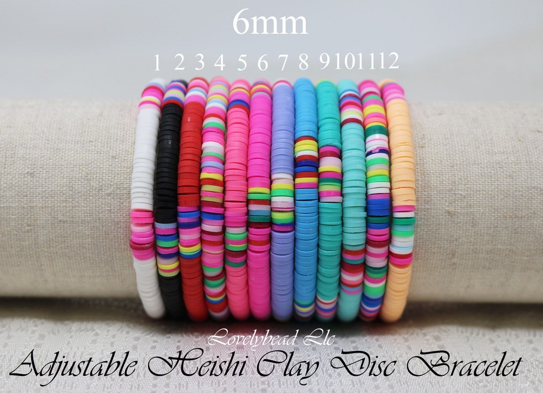6mm Adjustable Heishi Clay Disc Bead Bracelets - Etsy