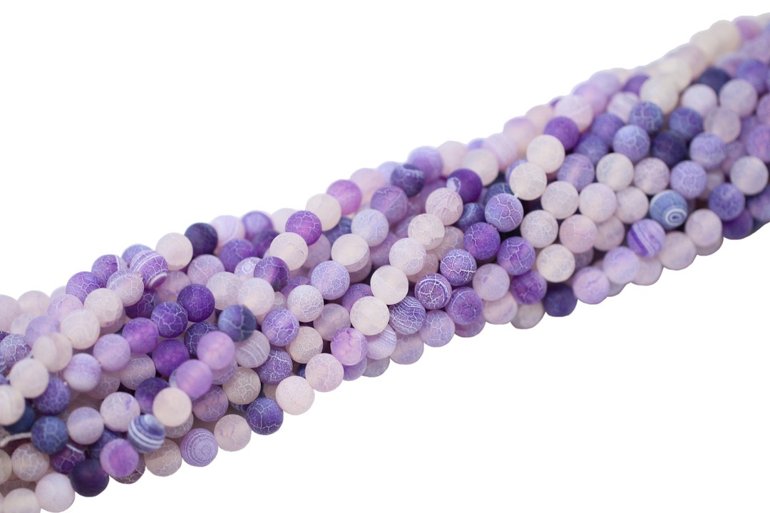 Natural Round Purple Fire Agate Gemstone Bead Strand (15 Inches Long ...