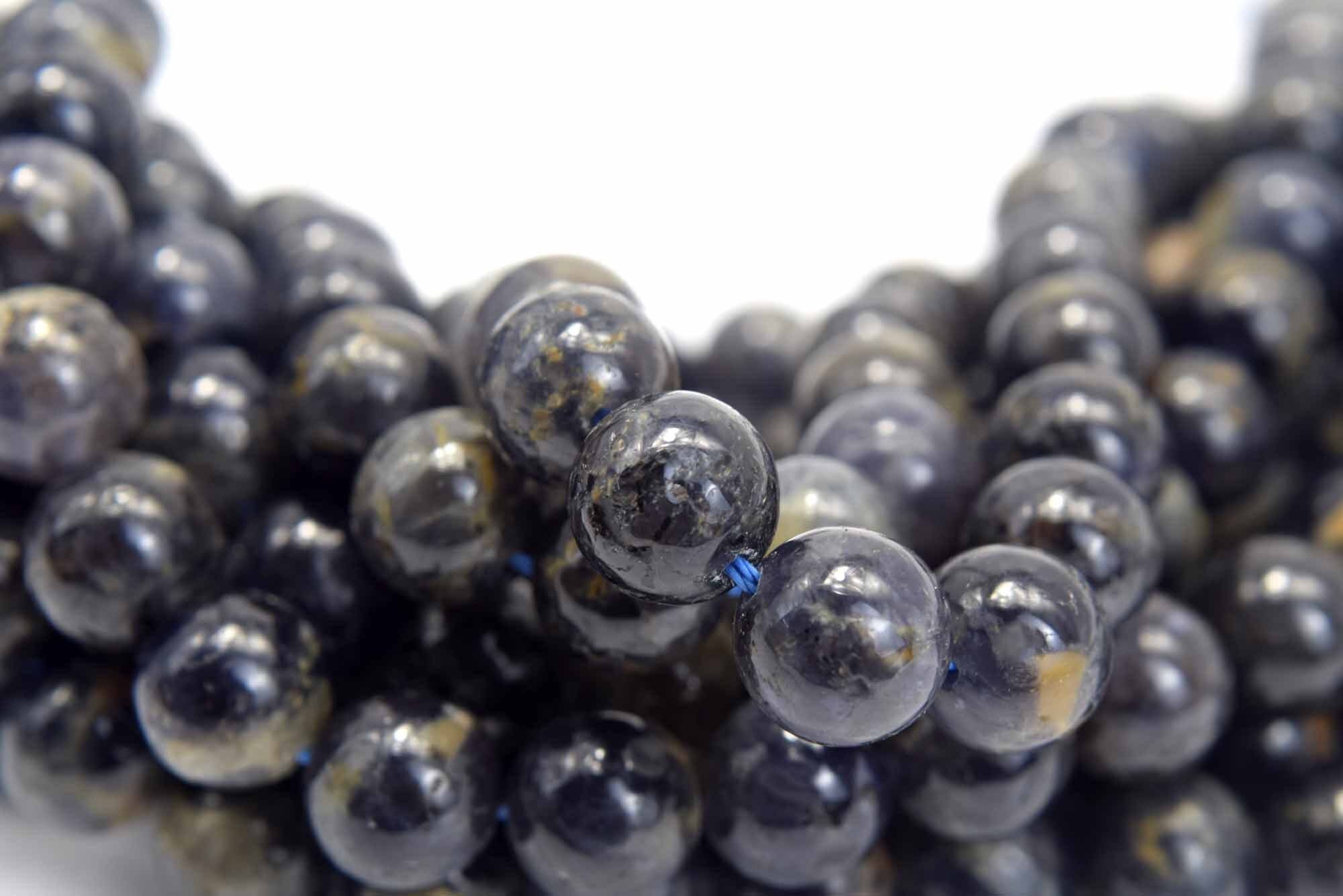 Smooth Round Lolite Gemstone Bead Strand 15.5 Inches Long | Etsy