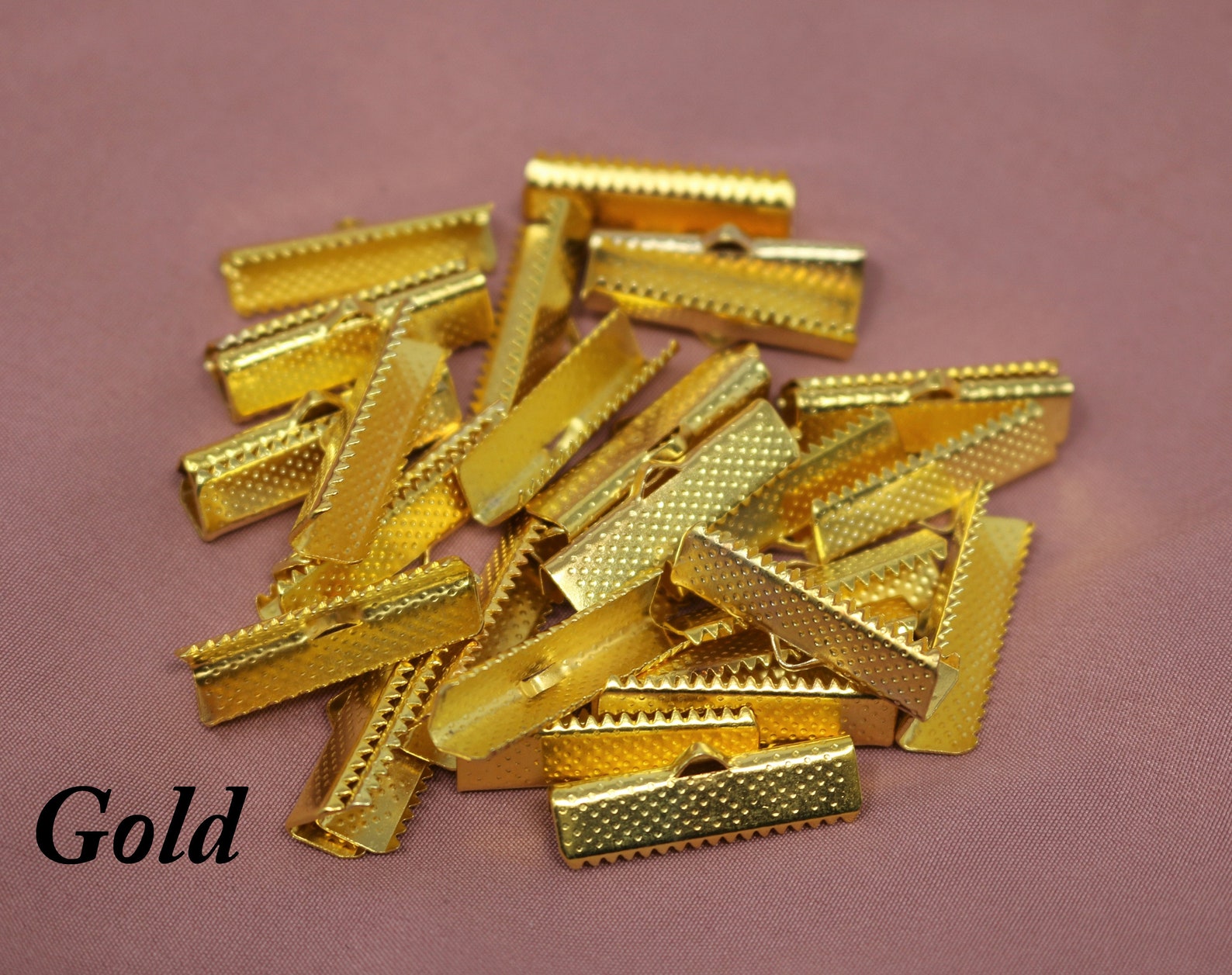 25mm Ribbon End Crimps, Ribbon Cord End Clamps Crimp Beads, End Crimps ...