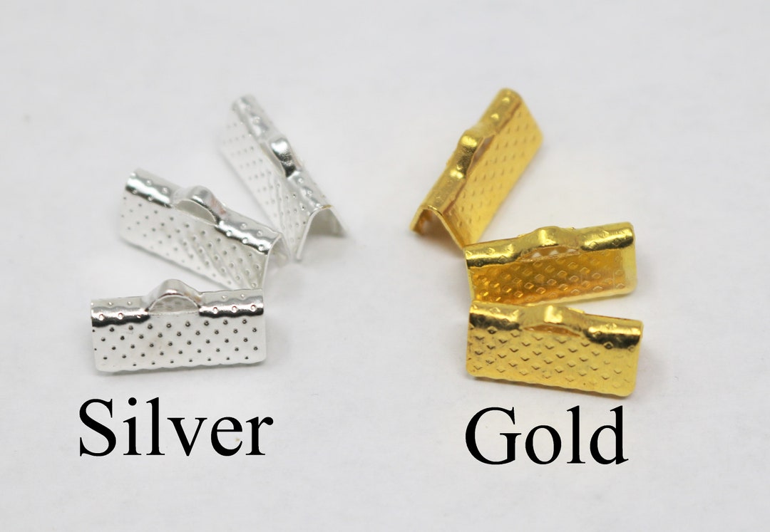13mm Ribbon End Crimps, Ribbon Cord End Clamps Crimp Beads, End Crimps ...