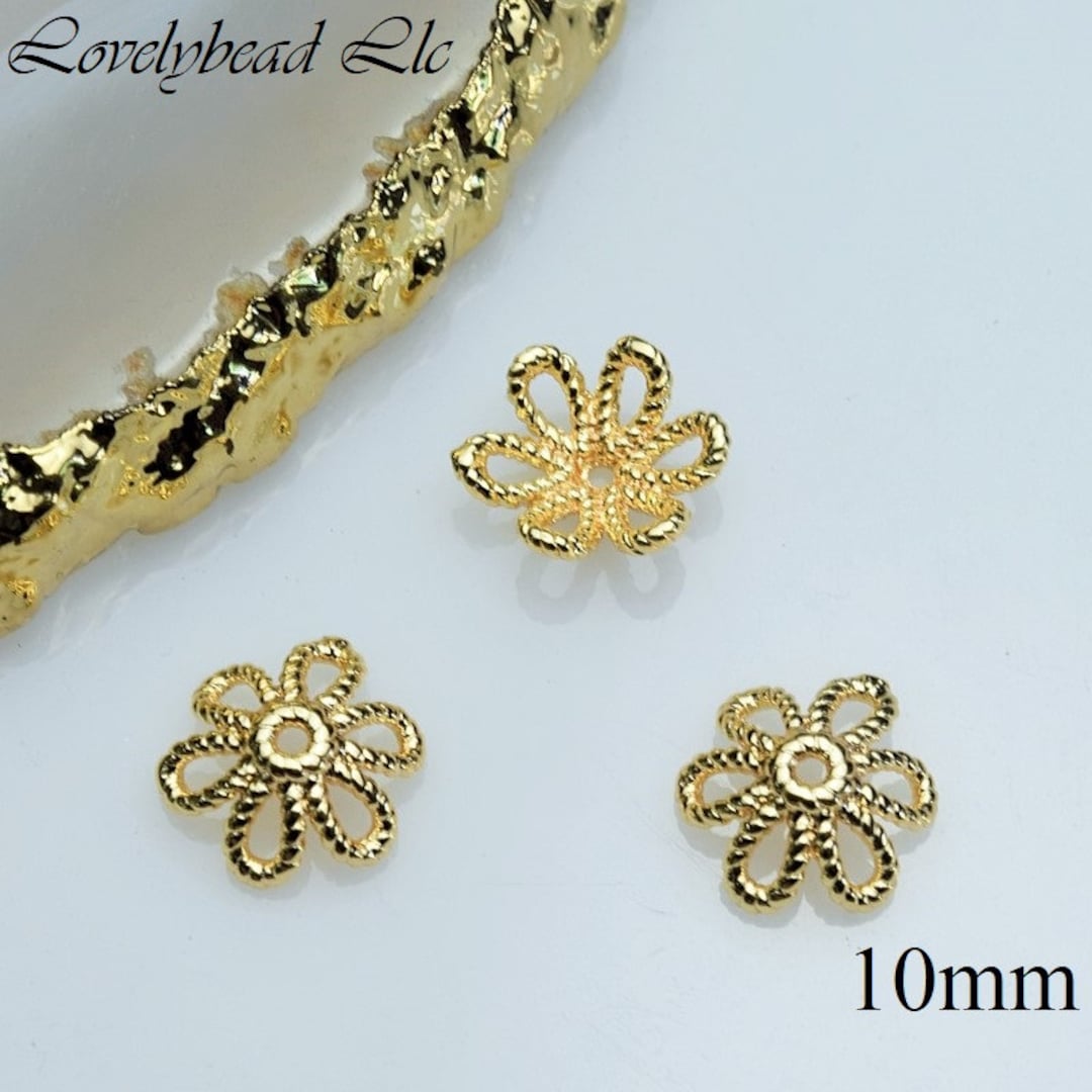 14k Gold Coded Bead Cap Finding (10mm, 6 Pcs per Order) - Etsy