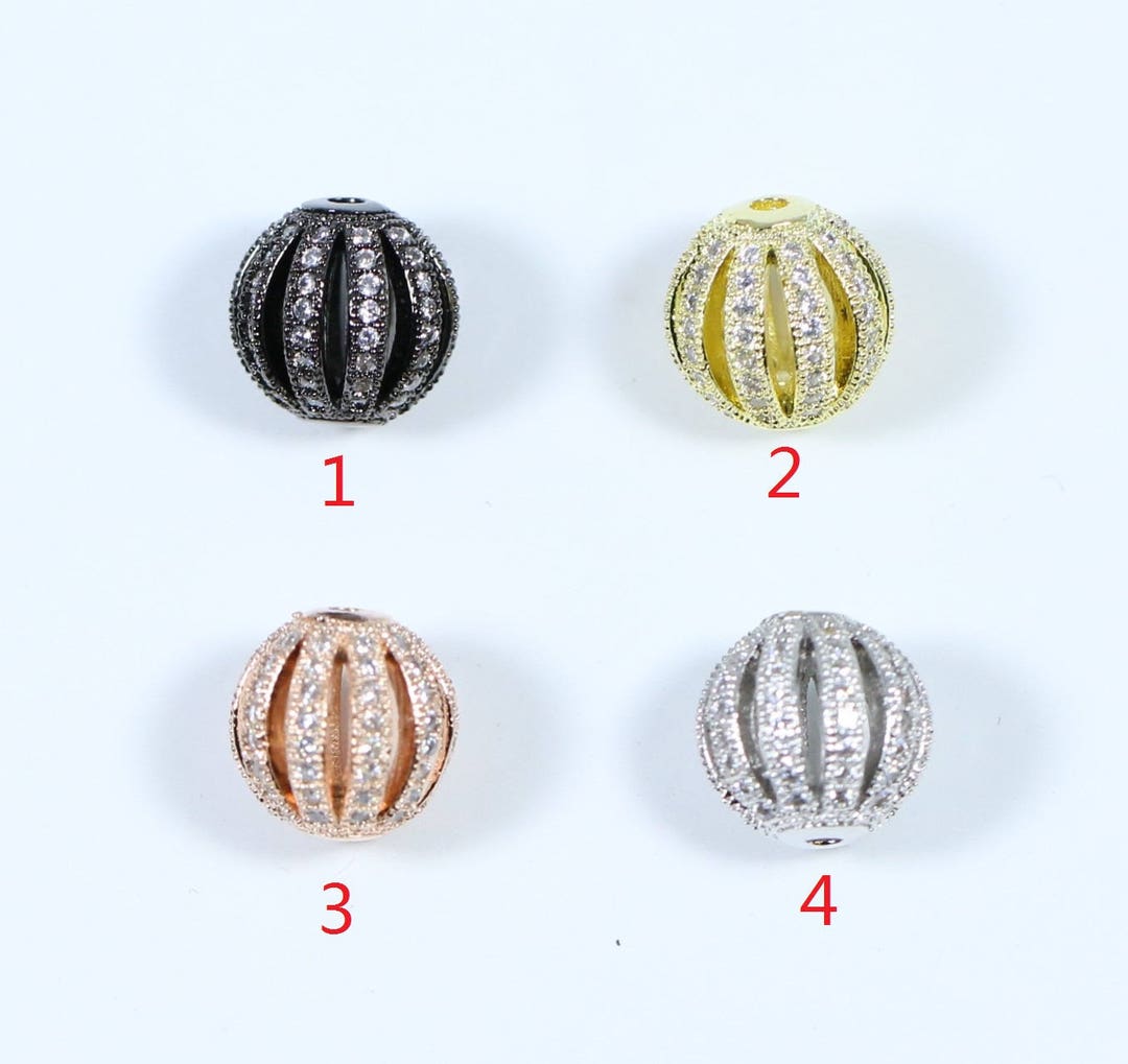 Lovely Bead Corrugated CZ Pave Round 4 Colors , 2 Sizes - Etsy