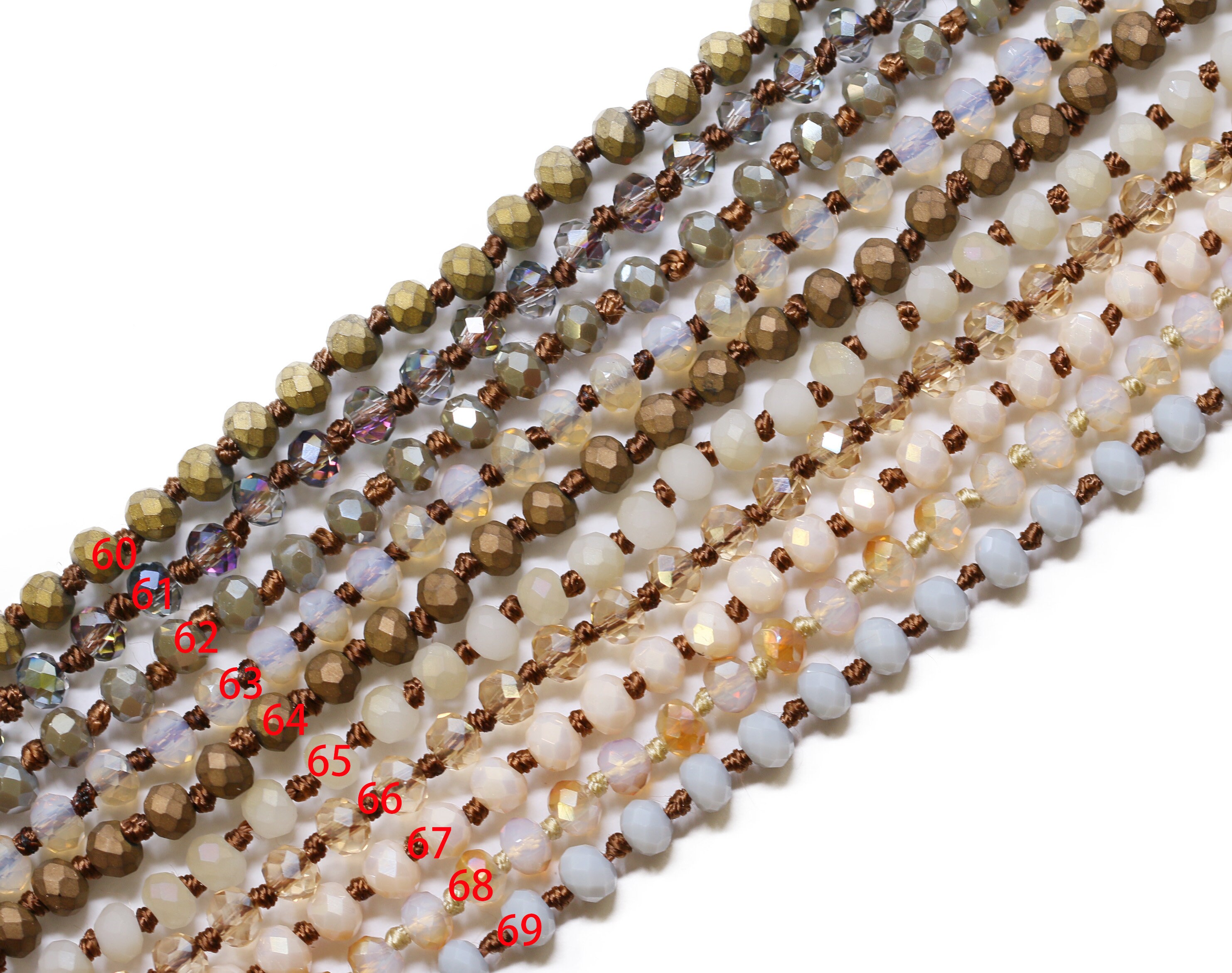 Lovely Bead Handmade Long Knotted Crystal Necklaces 36 Inches Long (4x3 ...