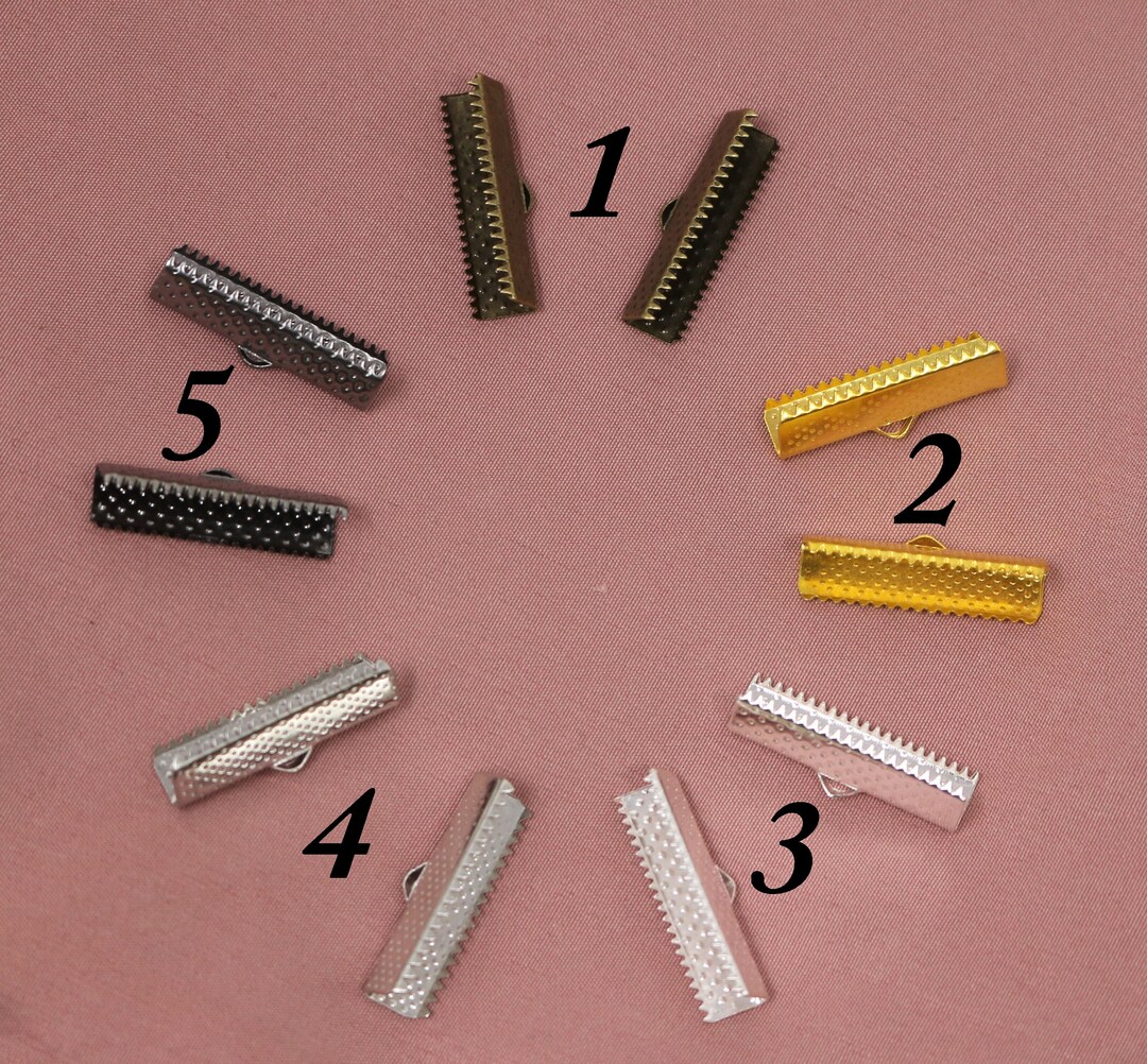 25mm Ribbon End Crimps, Ribbon Cord End Clamps Crimp Beads, End Crimps ...