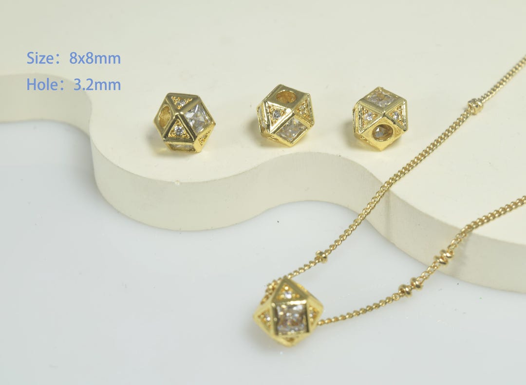 8x8mm 14k Gold Color Hex Shape CZ Pave Bead Spacer - Etsy