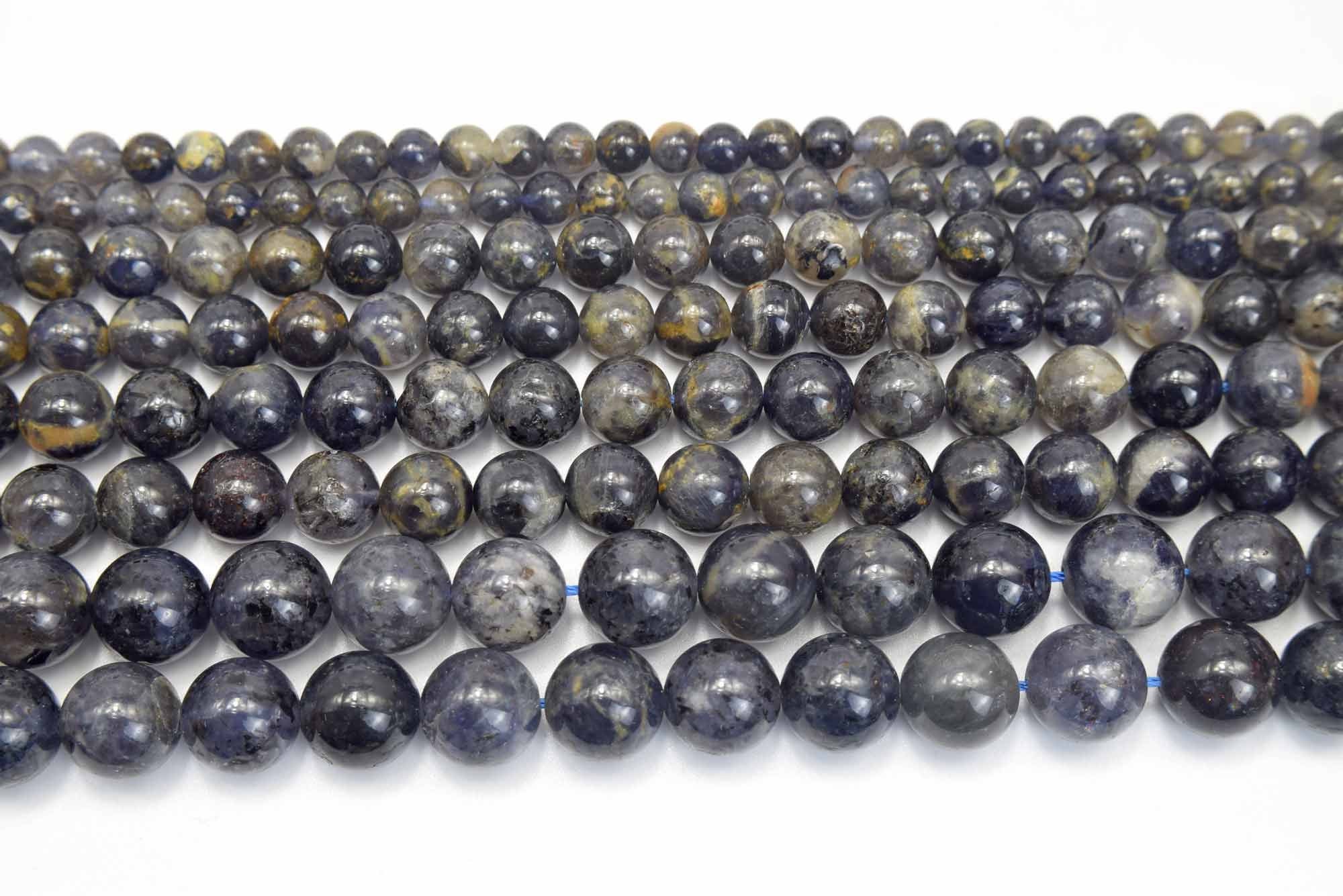 Smooth Round Lolite Gemstone Bead Strand (15.5 Inches Long) - Etsy