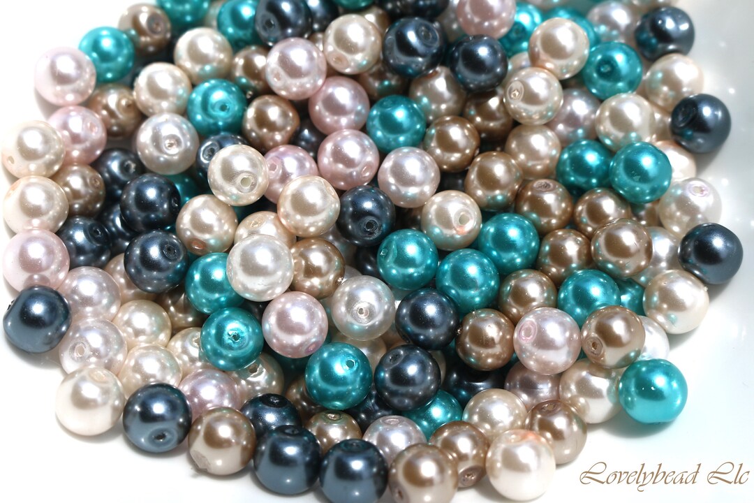 150pcs - 10mm Round Assorted Pearlized Glass Pearl Beads for Jewelry ...