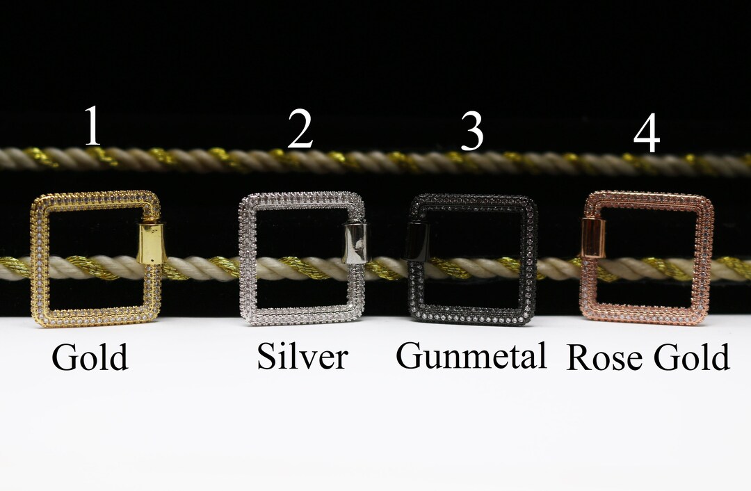 22mm Square Shape CZ Screw Clasp Lock , Carabiner Pave Lock (silver ...