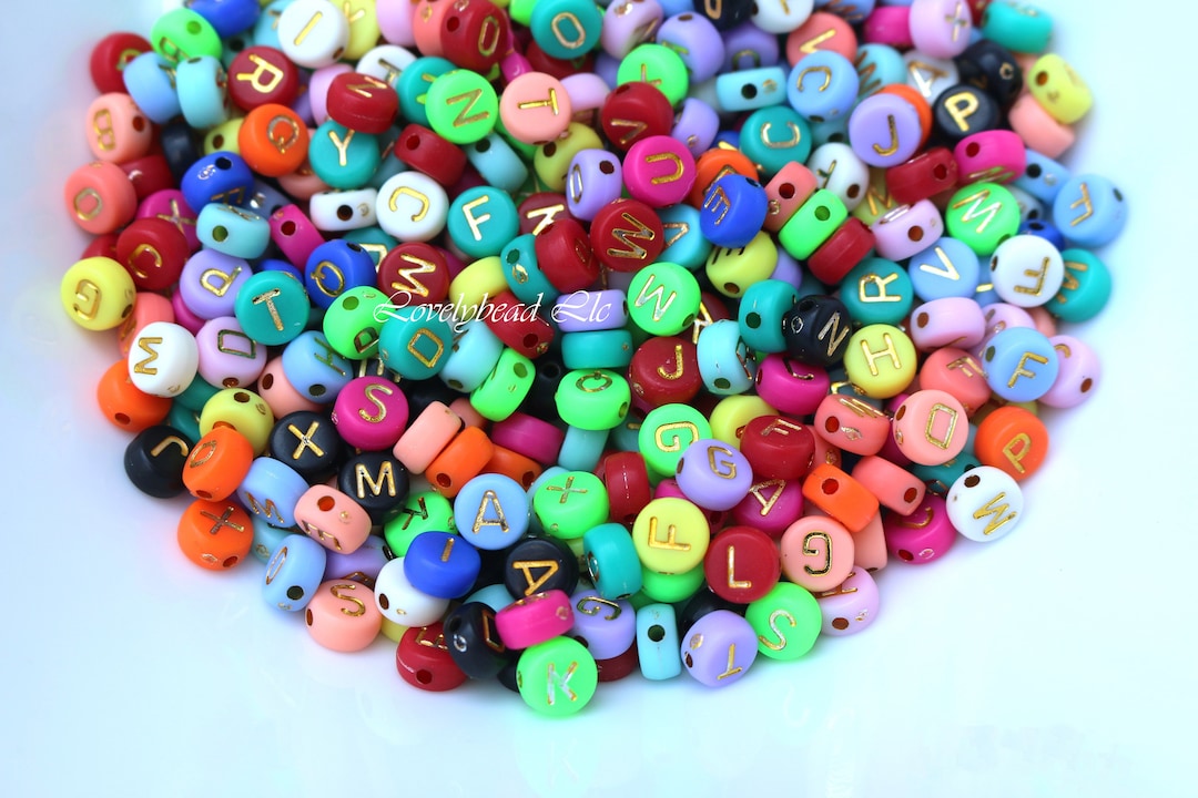 7mm-100pcs Colorful Letter Beads,abc Name Initial Letter Beads,round ...