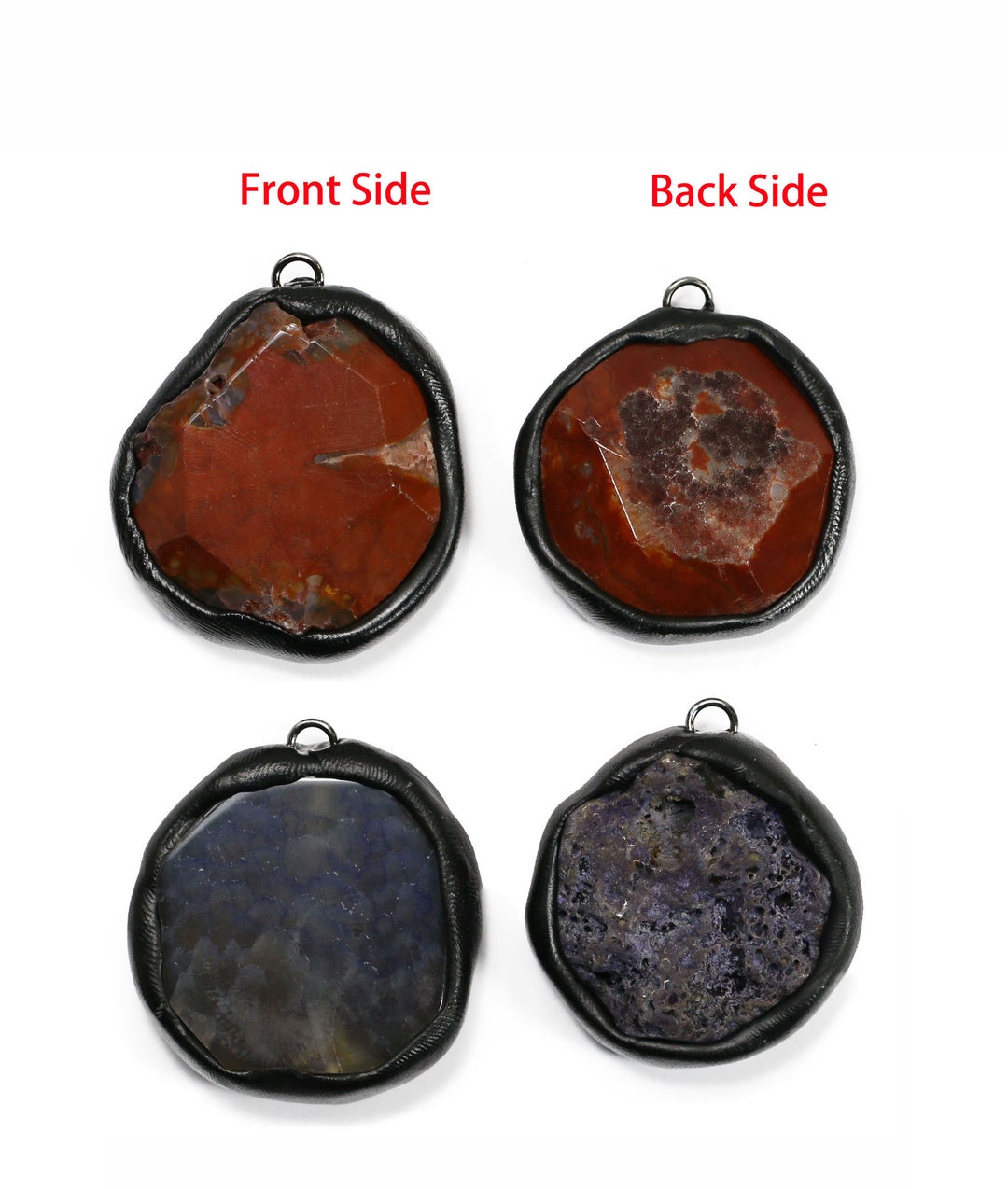 Lovely Bead Free Form Agate Wrapped in Black Coding Pendant (30-40 Mm ...