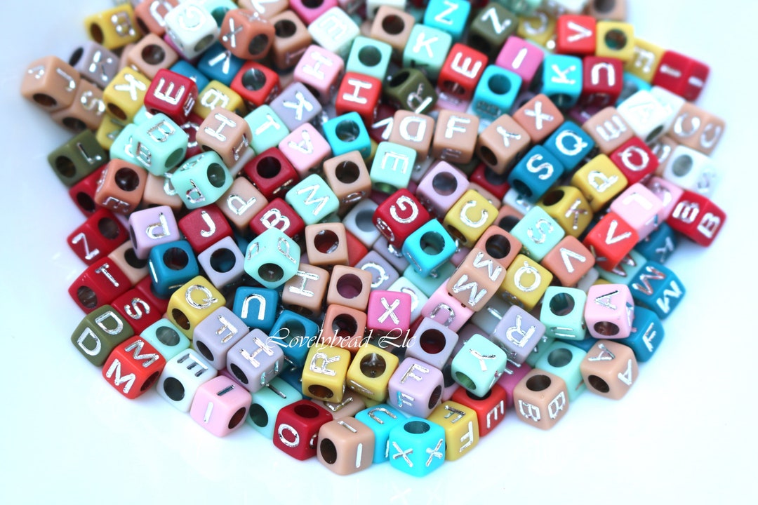 6mm-100pcs Colorful Letter Beads,abc Name Initial Letter Beads,square ...