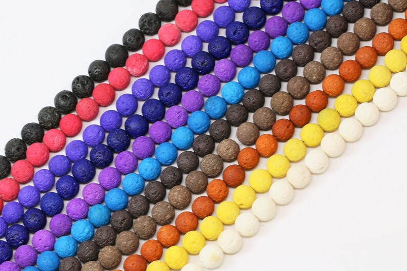 10mm Multicolor Natural Round Lava Rock Beads Color Colored Lava Beads ...