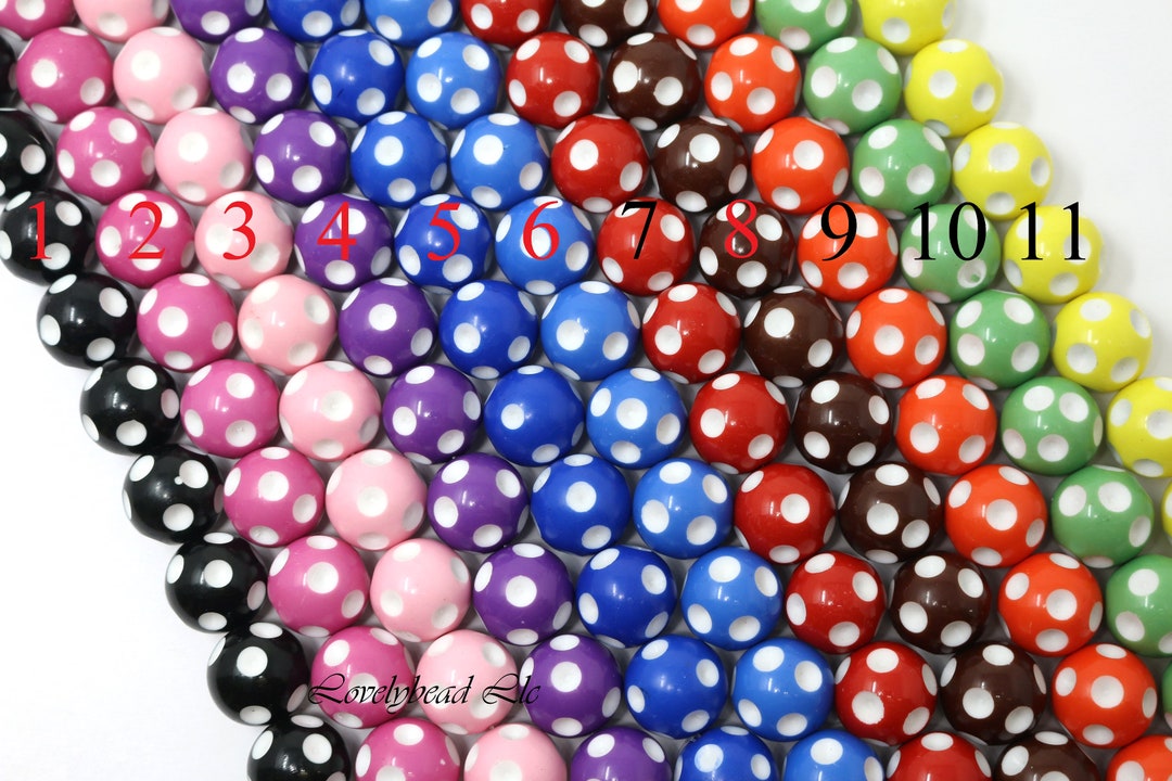 20mm Round Polka Dots Mix Bubblegum Beads, Chunky Bead Mix, Printed ...