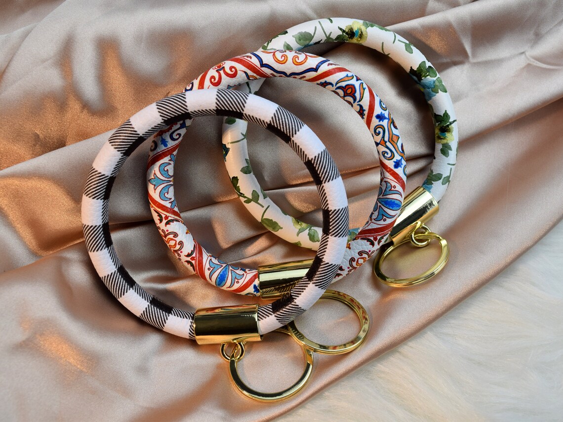 Leather Bangle Keychain Bracelet, Key Saver, Lanyard Bracelet,key Ring ...