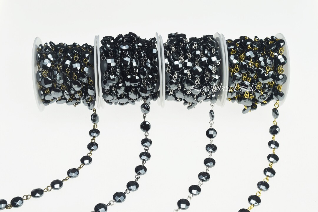 8mm Faceted Gunmetal Hematite Coin Rosary Chain Roll by the Foot - Etsy