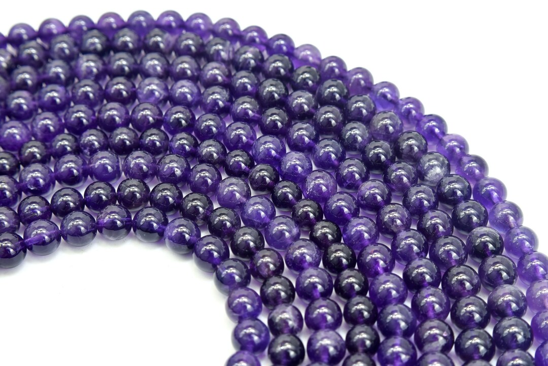 Round Smooth Amethyst Gemstone Bead Strand (15.5 Inches Long) - Etsy