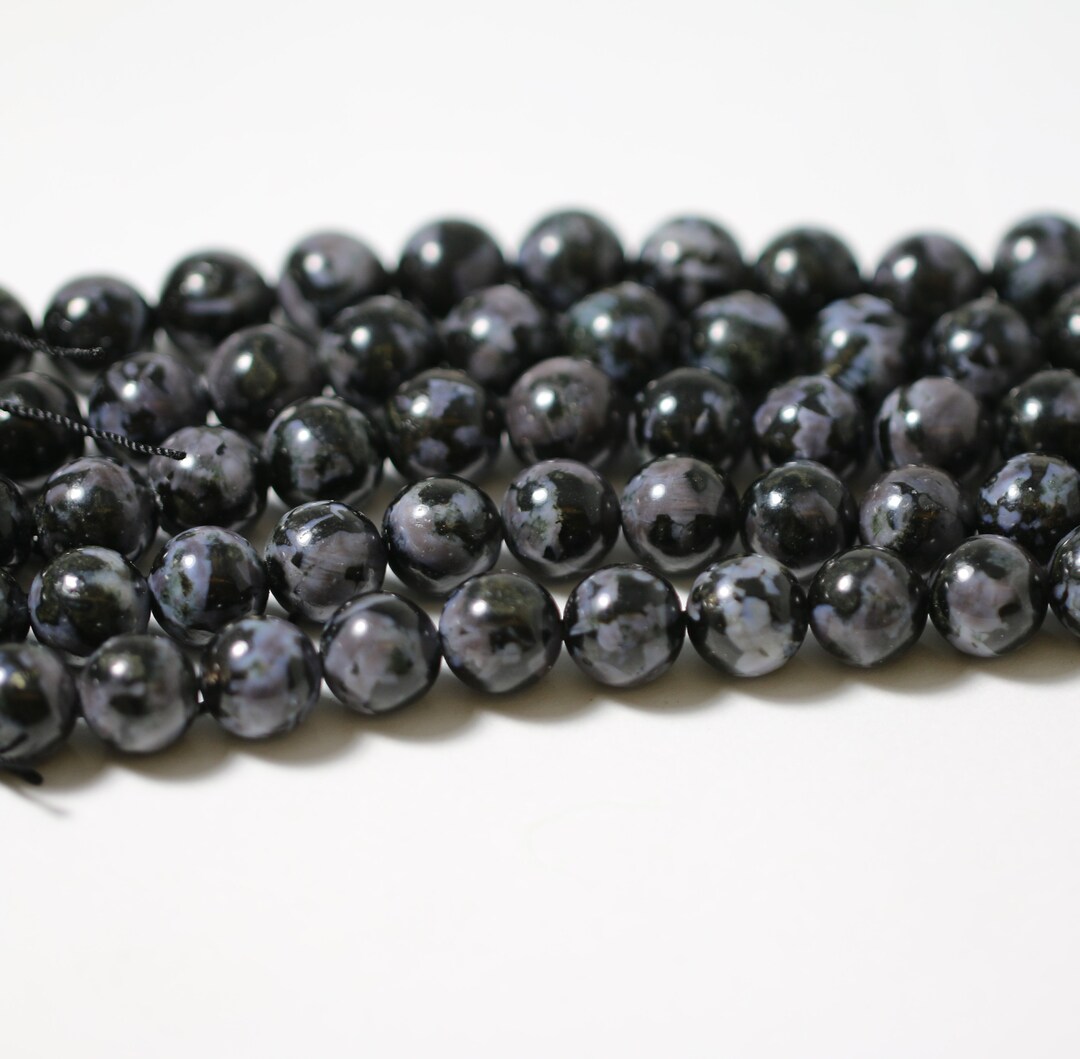 Smooth Polished Round A+ Indigo Gabbro Gemstone Beads (15.5in Long ...