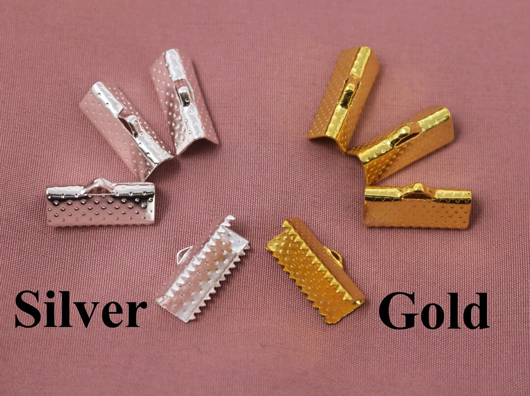 16mm Ribbon End Crimps, Ribbon Cord End Clamps Crimp Beads, End Crimps ...