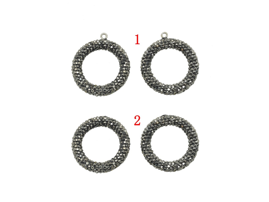 30mm Handmade Pave Rhinestone Circle / Round Pendant and Connector - Etsy