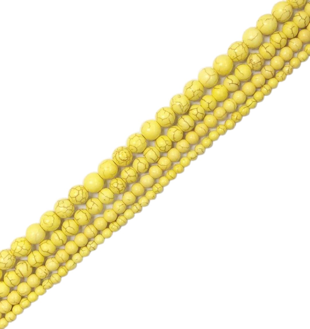 Light Yellow Smooth Round Magnesite Turquoise Bead Strand - Etsy