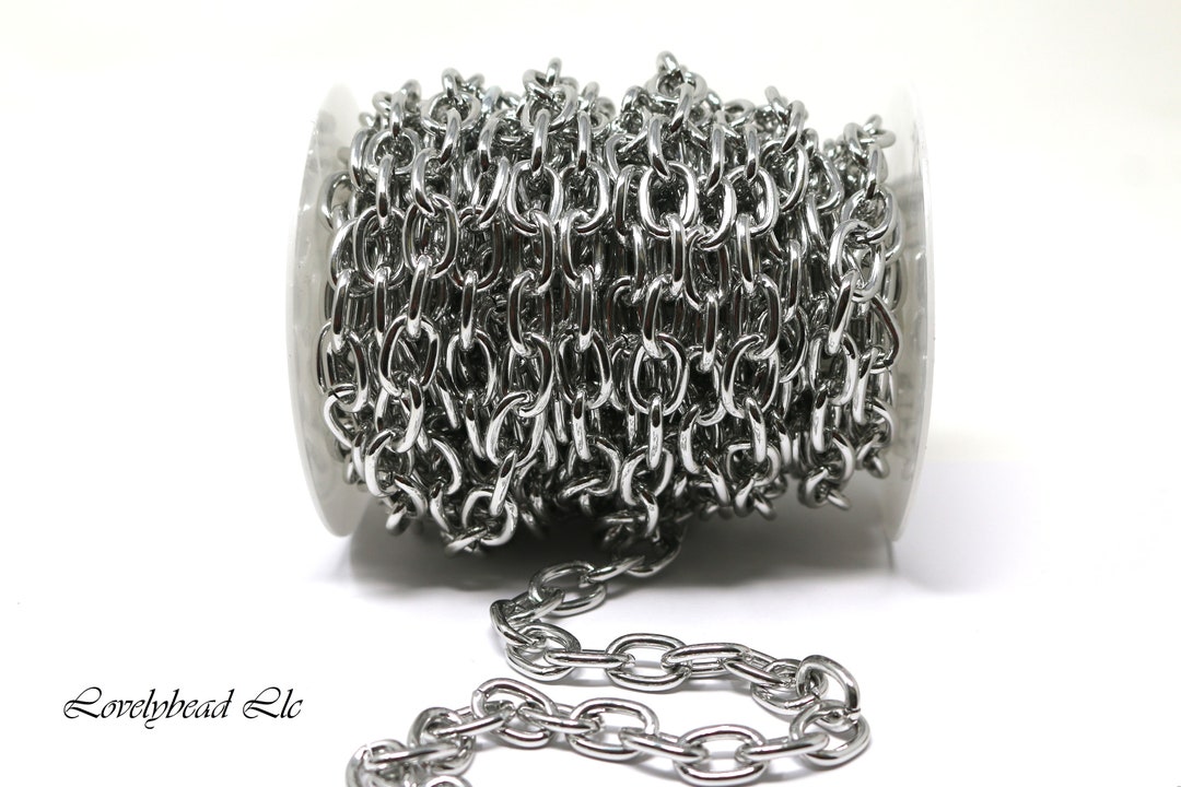 11x16x2.5mm Smooth Silver Oval Aluminum Chain Roll (32.8 Feet in the ...