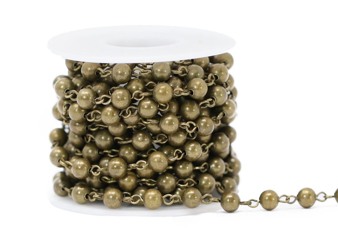 Bronze Round Bead Chain, Rosary Chain, Metal Ball Chain (about 10 Foot ...