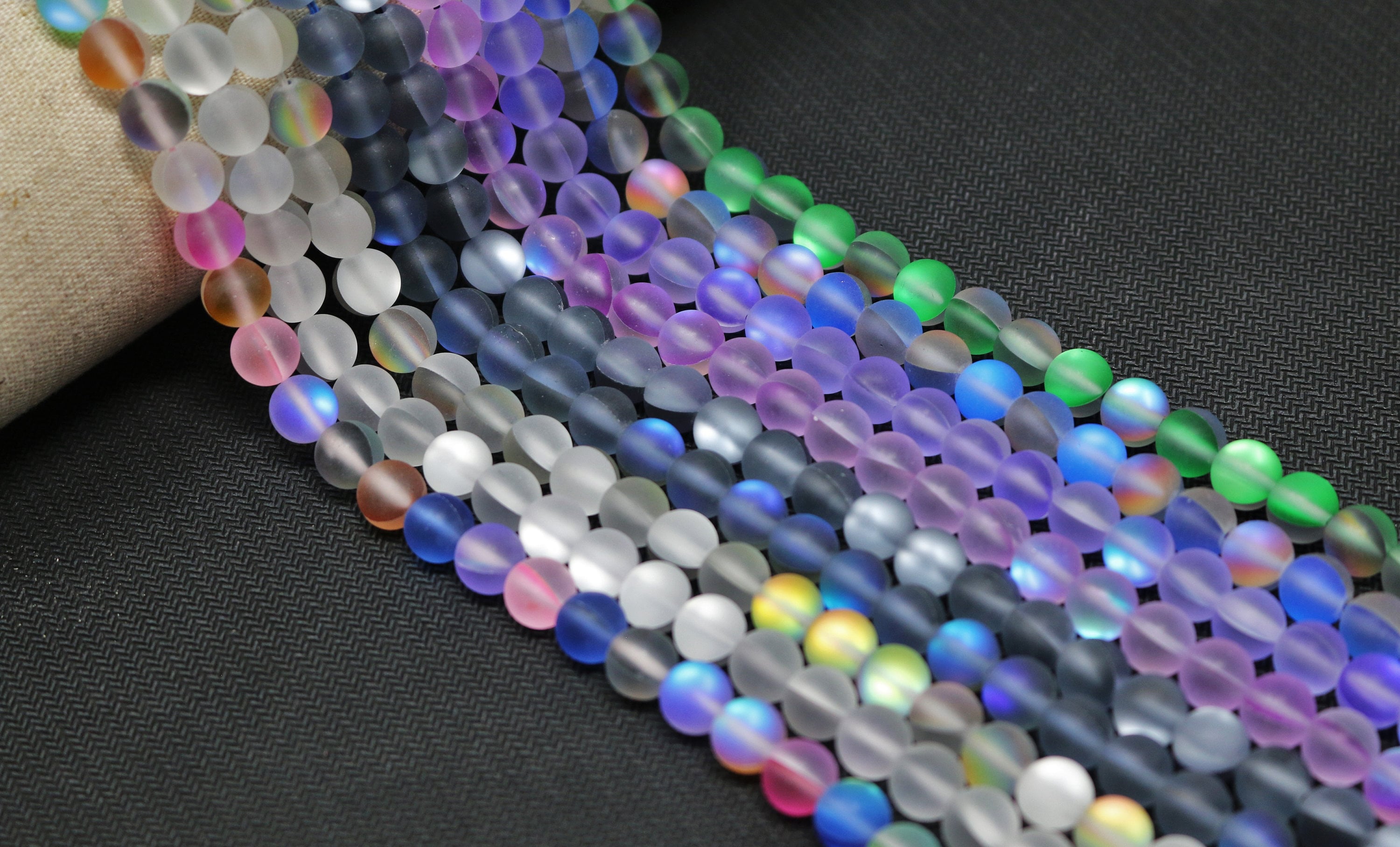 Round A+ Matte Mystic Aura Quartz Gemstone Beads, Mermaid Bead Strand ...