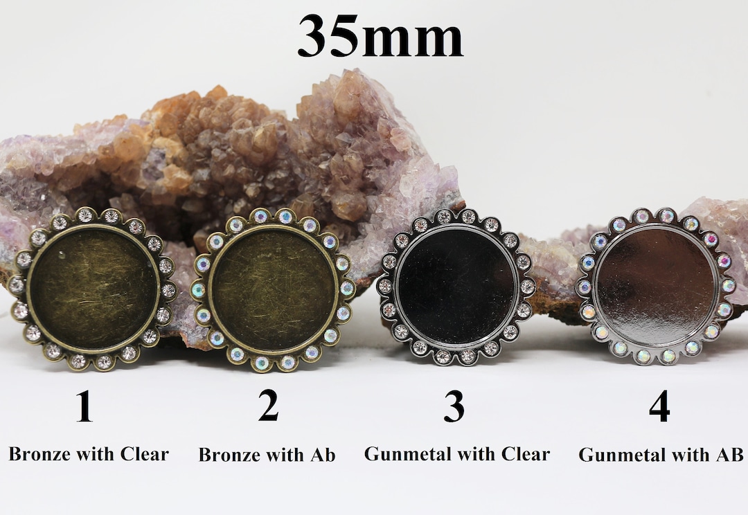 35mm(no Ring)round Rhinestone Bezel Charm Pendant,blank Base Bezel ...