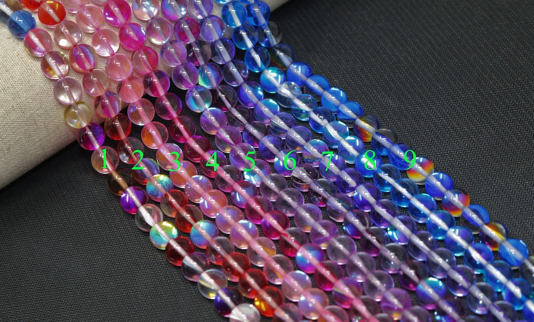 Round A+ Shiny Mystic Aura Quartz Gemstone Beads, Mermaid Bead Strand ...