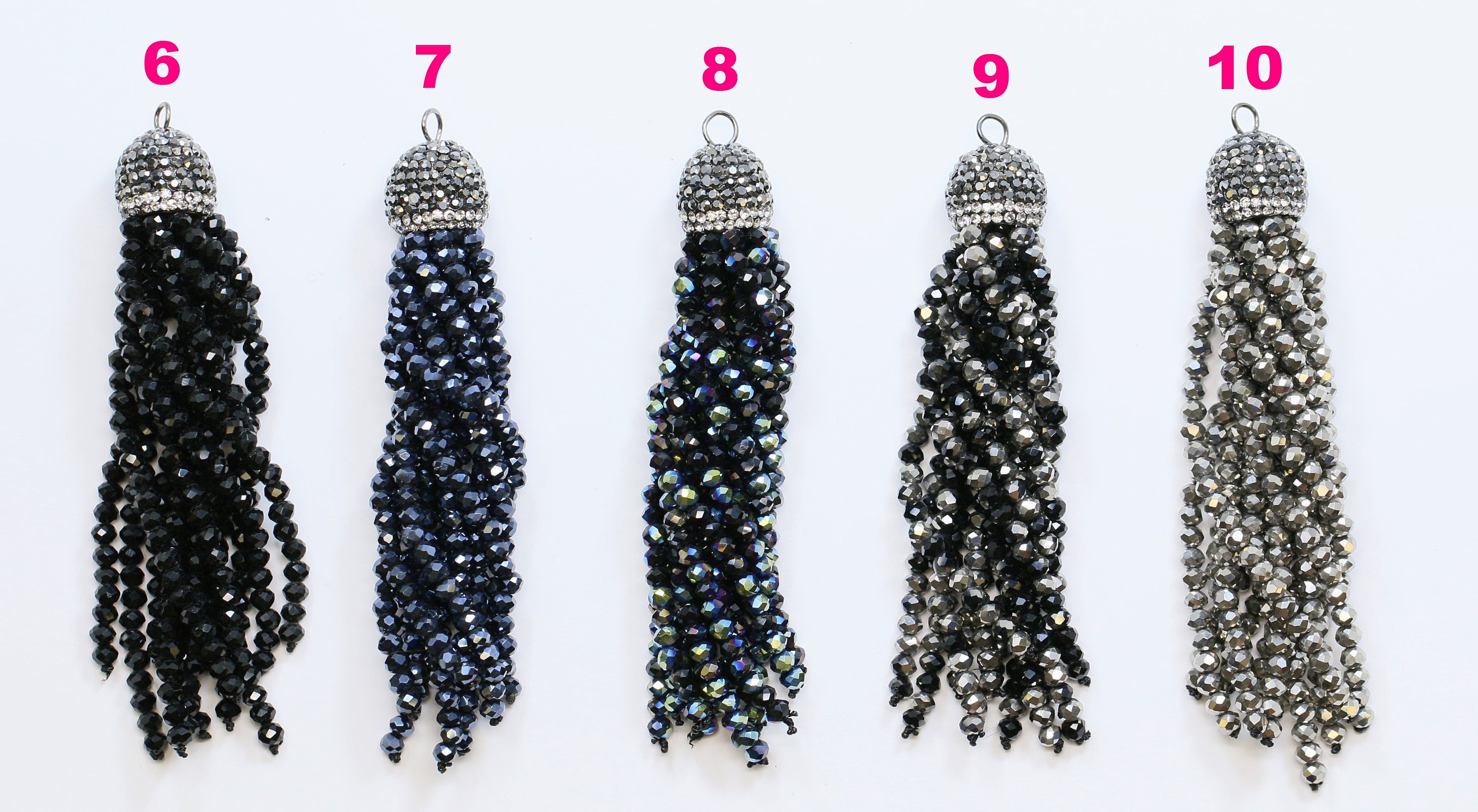 Lovely Bead Pave With Rhinestone 4x3 Mm Rondelle Crystal Tassel Pendant ...