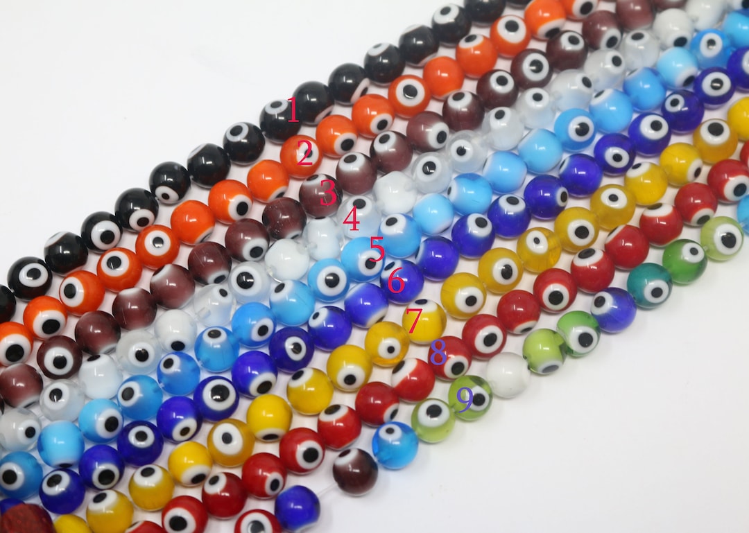 6mm Evil Eye Round Glass Bead Strand (15 Inches Long) - Etsy