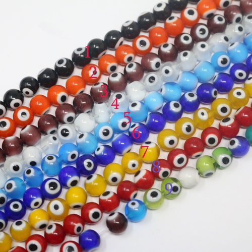 6mm Evil Eye Round Glass Bead Strand 15 Inches Long - Etsy