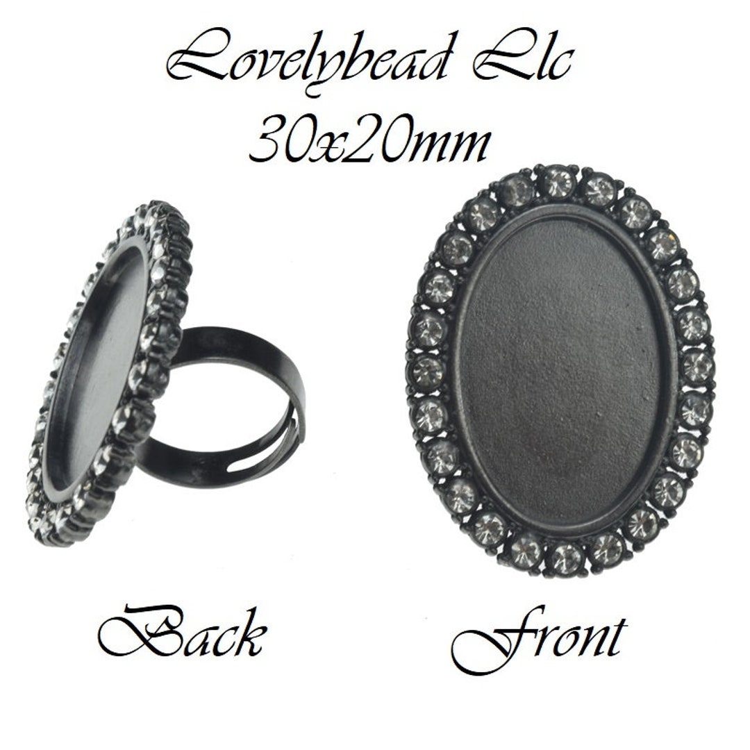 30x20mmoval Rhinestone Bezel Adjustable Ring, Blank Base Bezel Ring ...